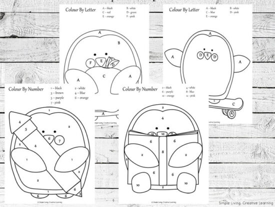 Penguin Colour by Code Worksheets - Simple Living. Creative Learning