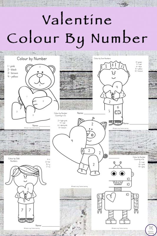 Valentine Colour by Number - Simple Living. Creative Learning