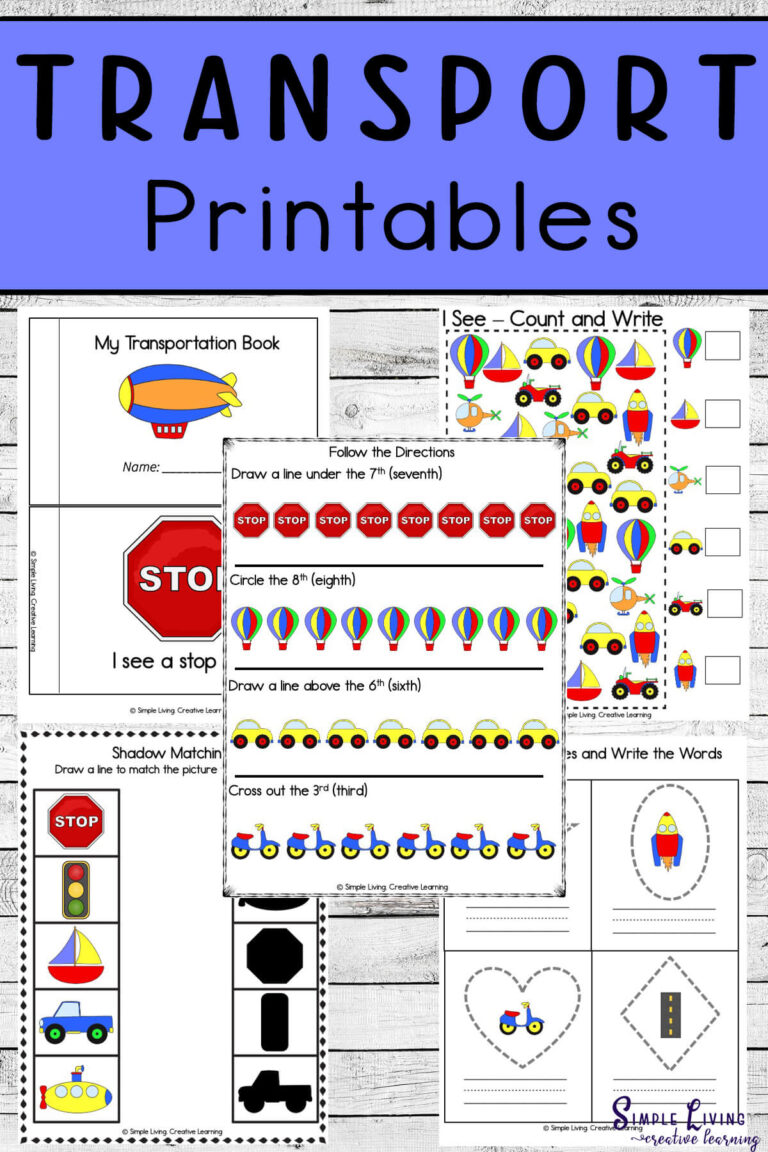 Transport Activity Pack - Simple Living. Creative Learning
