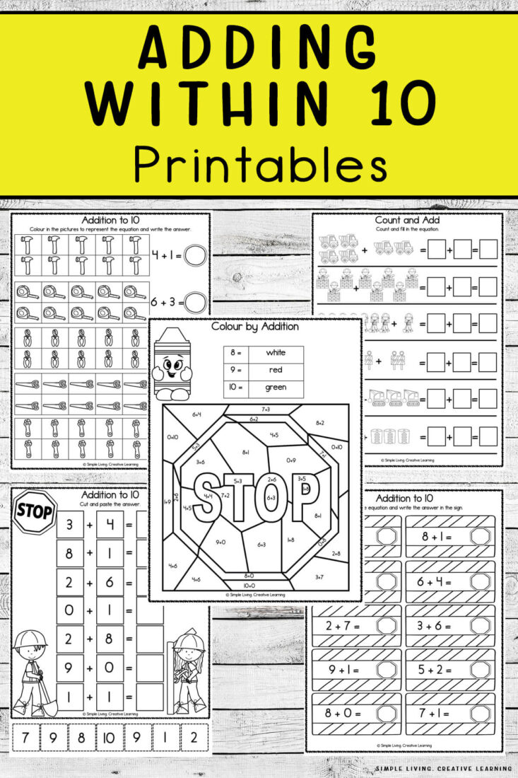 Addition within 10 Printables - Simple Living. Creative Learning