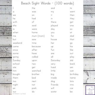 Beach Sight Words Printable Pack - Simple Living. Creative Learning