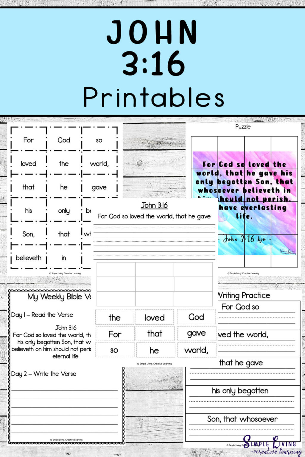 Monday Memory Verse John 3:16 Printables - Simple Living. Creative Learning