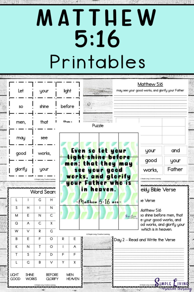 Monday Memory Verse: Matthew 5:16 Printables - Simple Living. Creative ...