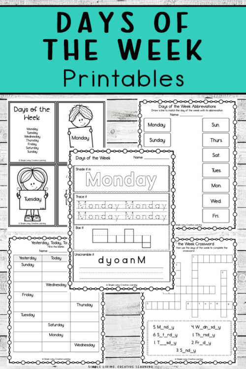 Days of the Week Printables - Simple Living. Creative Learning