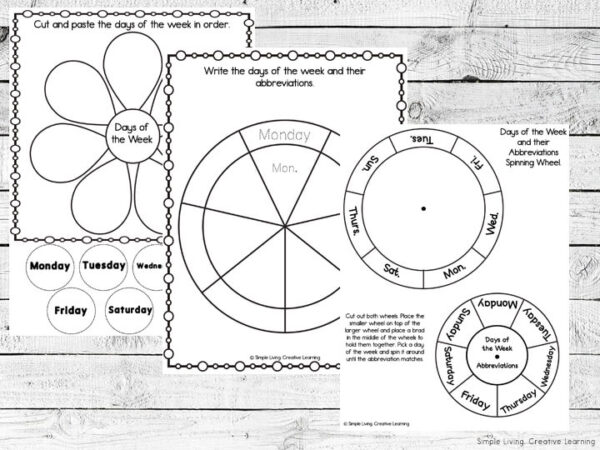 Days of the Week Printables - Simple Living. Creative Learning