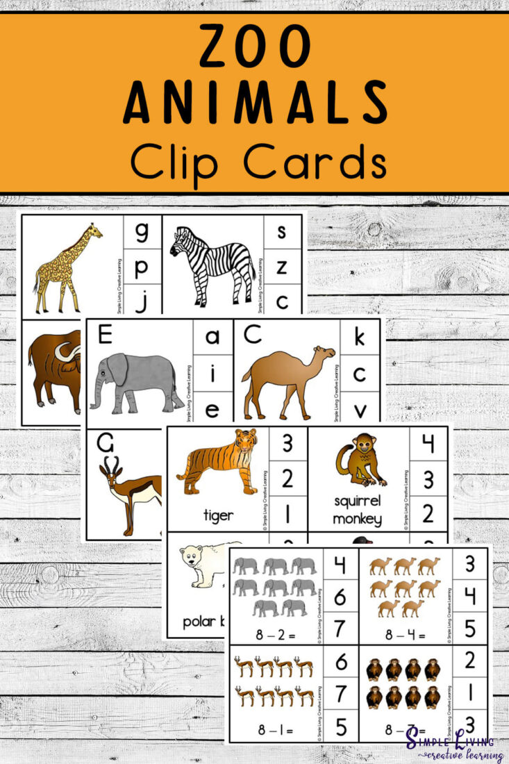 Zoo Animal Clip Cards - Simple Living. Creative Learning