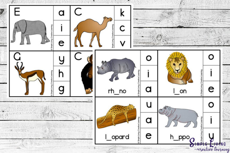 Zoo Animal Clip Cards - Simple Living. Creative Learning