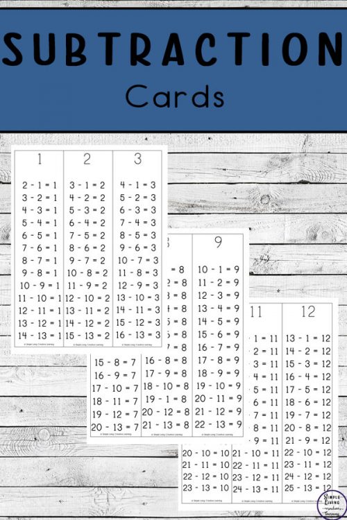 {FREE} Subtraction Cards - Simple Living. Creative Learning