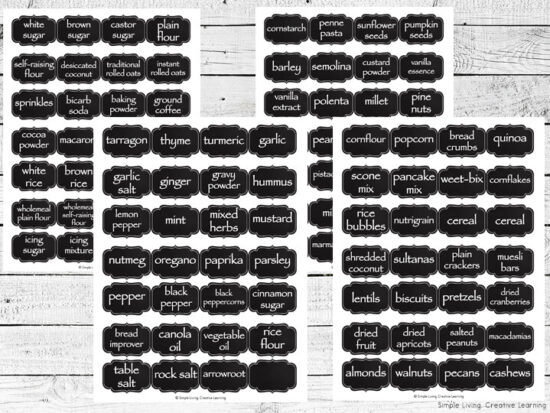 Printable Kitchen Labels - Simple Living. Creative Learning