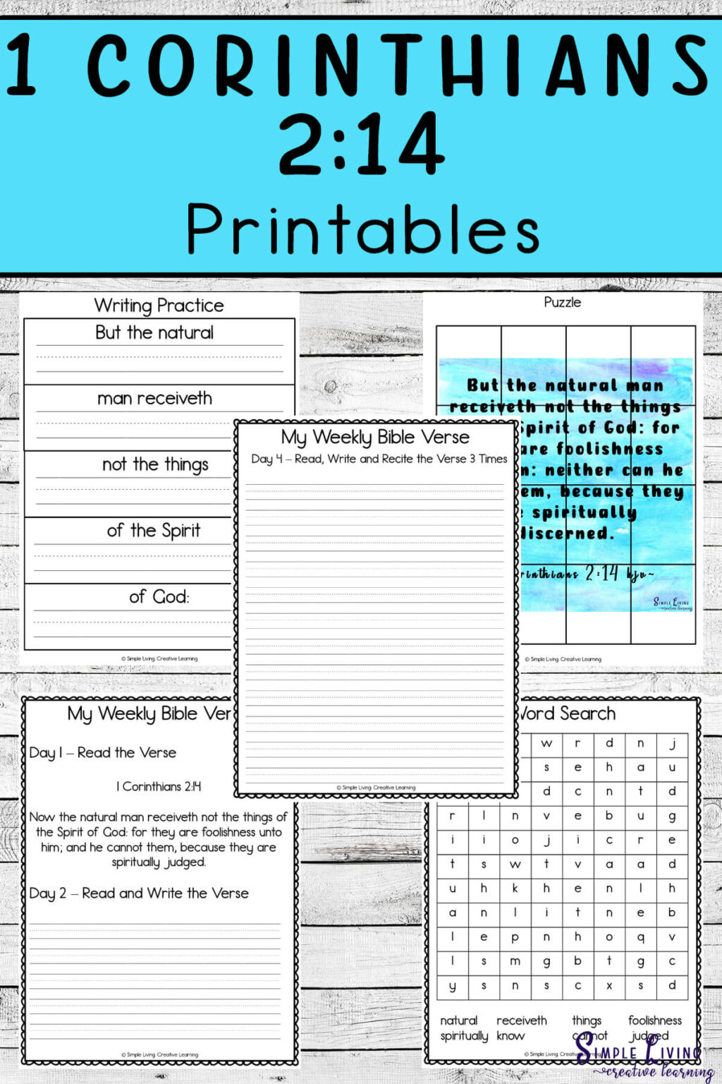 Monday Memory Verse: 1 Corinthians 2:14 Printables - Simple Living ...