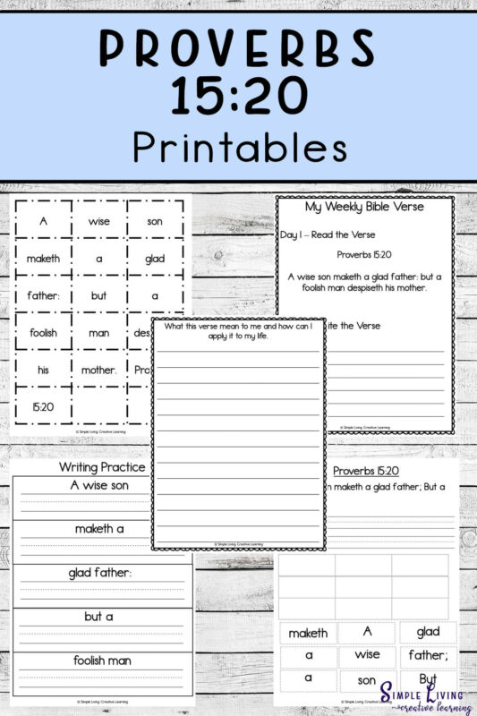 Monday Memory Verse: Proverbs 15:20 Printables - Simple Living ...