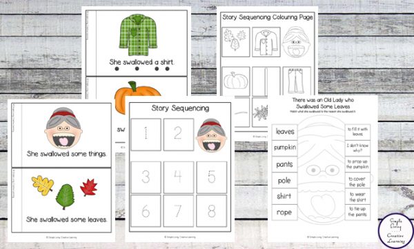 There was an Old Lady Who Swallowed Some Leaves Activity Pack - Simple ...