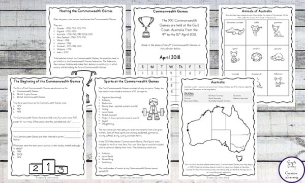 2018 Commonwealth Games Printables - Simple Living. Creative Learning