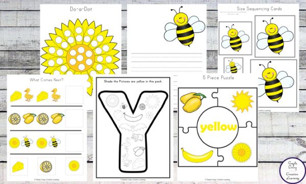 Yellow Printable Pack - Simple Living. Creative Learning