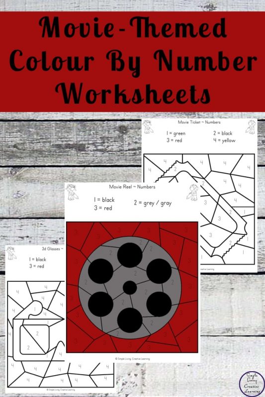 Movie Night Colour By Number Worksheets - Simple Living. Creative Learning