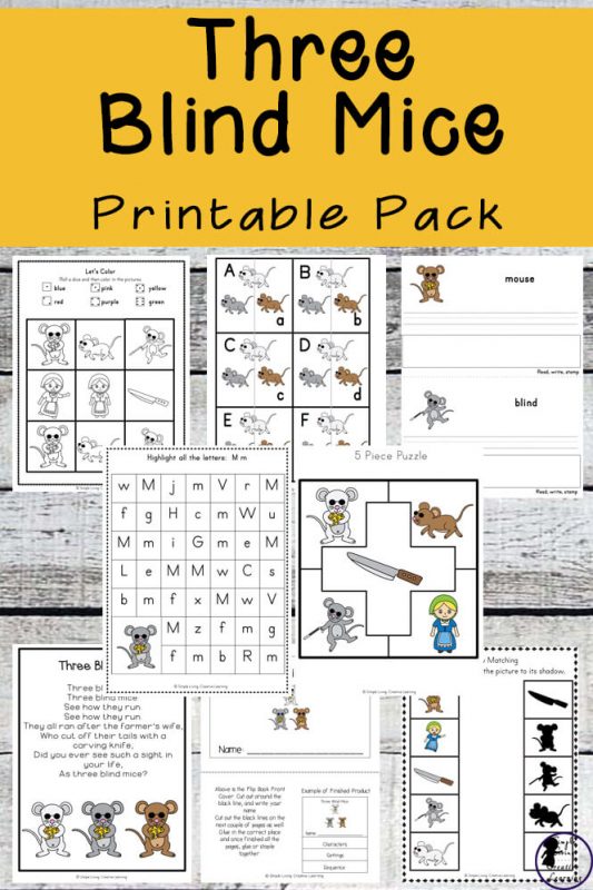 Three Blind Mice Printable Pack - Simple Living. Creative Learning