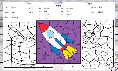 Toys Colour By Code Worksheets - Simple Living. Creative Learning