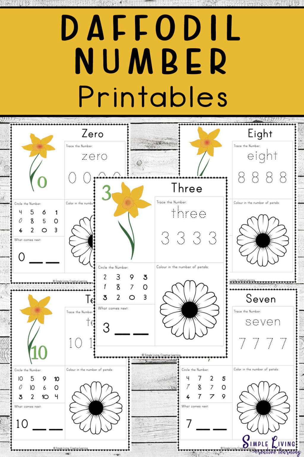 Daffodil Flower Number Practice - Simple Living. Creative Learning