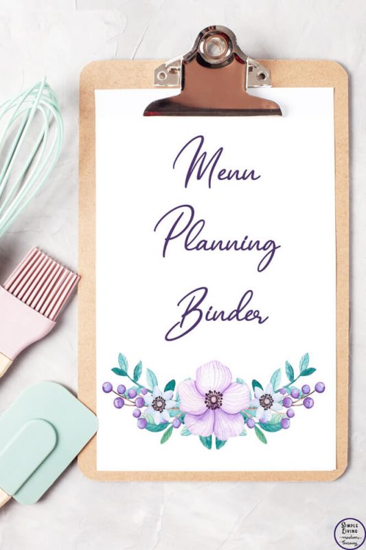 Menu Planning Binder - Simple Living. Creative Learning