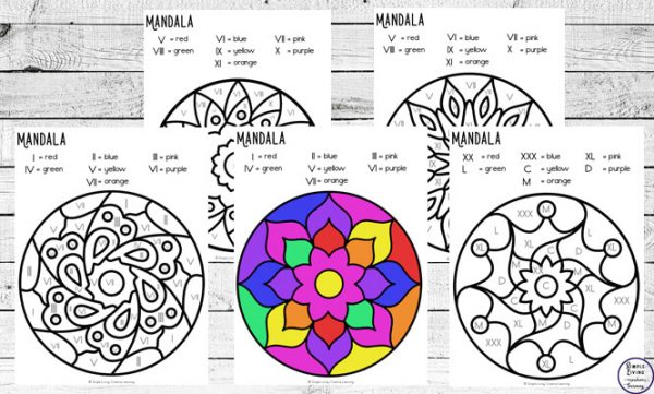 Mandala Colour by Roman Numerals - Simple Living. Creative Learning