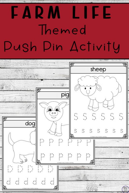Farm Life Push Pin Worksheets - Simple Living. Creative Learning
