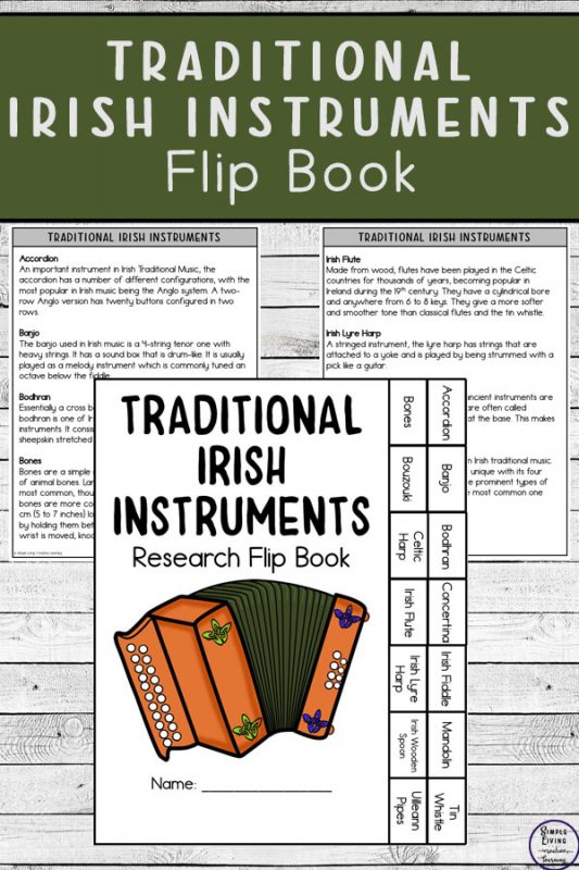 Traditional Irish Instruments Flip Book - Simple Living. Creative Learning