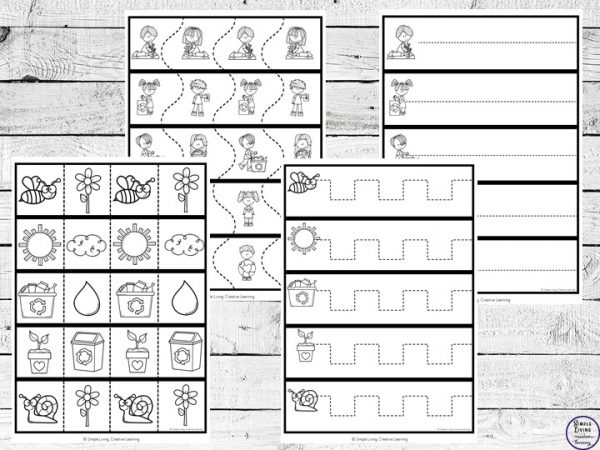 Earth Day Tracing and Cutting Strips - Simple Living. Creative Learning
