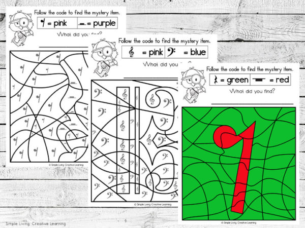 Music Colour By Code Worksheets - Simple Living. Creative Learning