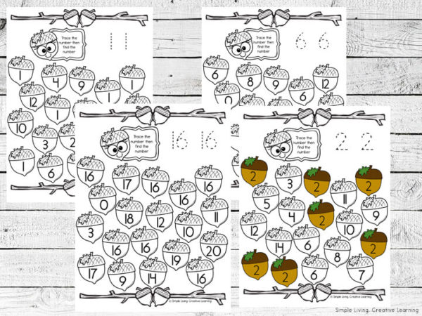 Acorn Number Find - Simple Living. Creative Learning