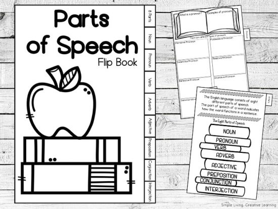 Parts of Speech Flip Book - Simple Living. Creative Learning