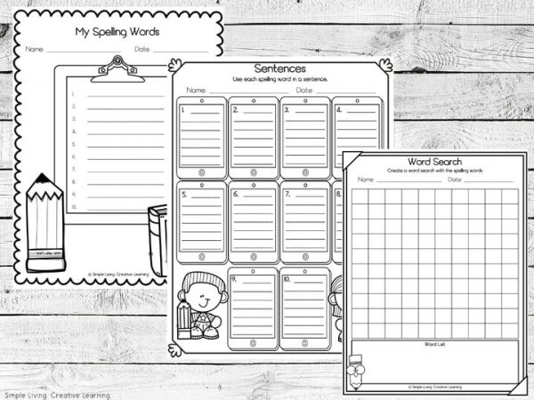 Spelling Worksheets - Simple Living. Creative Learning