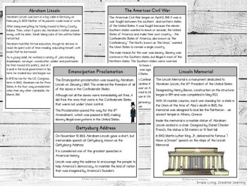 Abraham Lincoln Study - Simple Living. Creative Learning