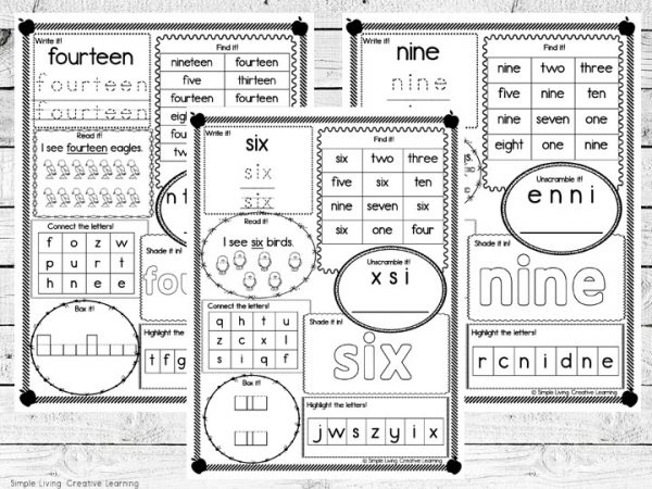 Number Word Printables - Simple Living. Creative Learning