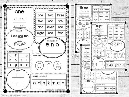Number Word Printables - Simple Living. Creative Learning
