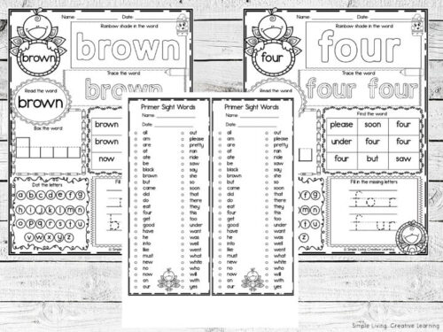 Primer Sight Word Worksheets - Simple Living. Creative Learning