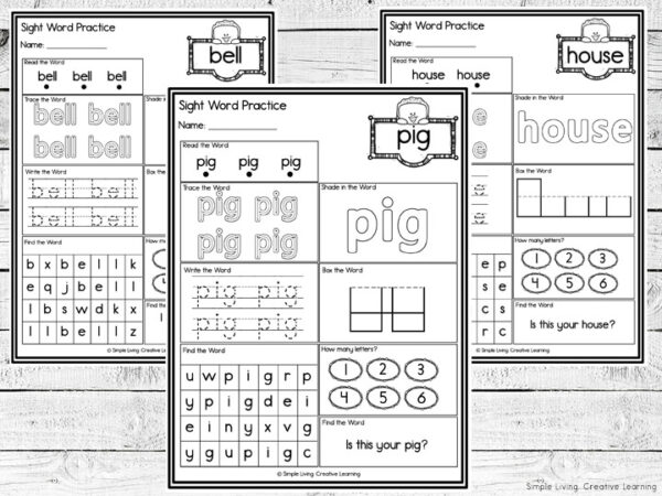 Noun Sight Word Printables - Simple Living. Creative Learning