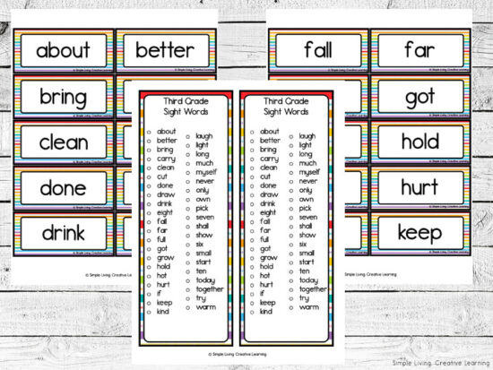 Third Grade Sight Word Printables - Simple Living. Creative Learning