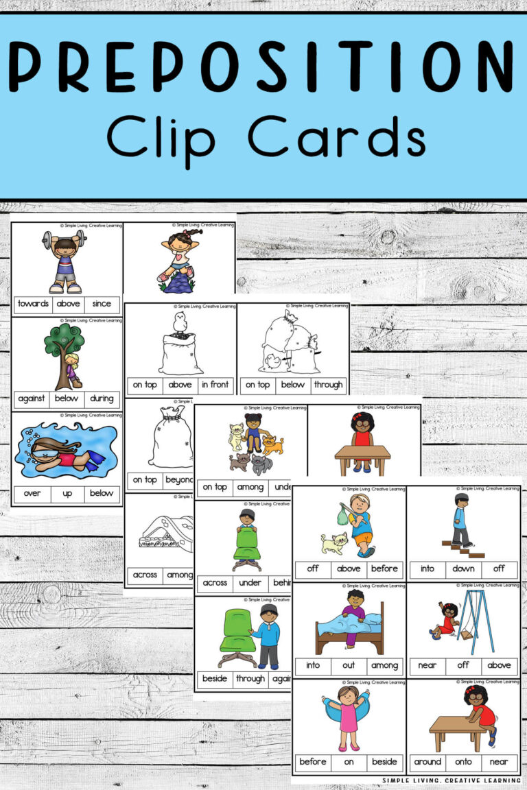 Preposition Clip Cards - Simple Living. Creative Learning