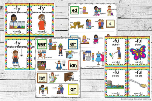Prefix and Suffix Posters and Cards - Simple Living. Creative Learning