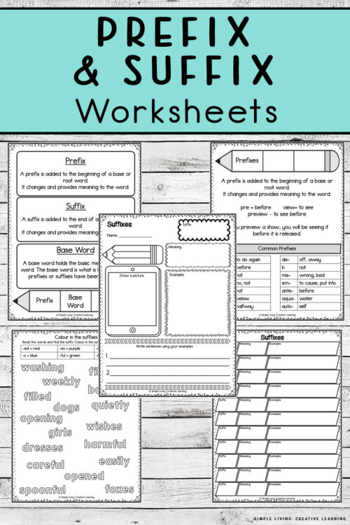 Prefix and Suffix Worksheets - Simple Living. Creative Learning