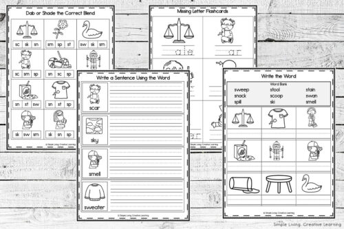 S Blends Worksheets - Simple Living. Creative Learning
