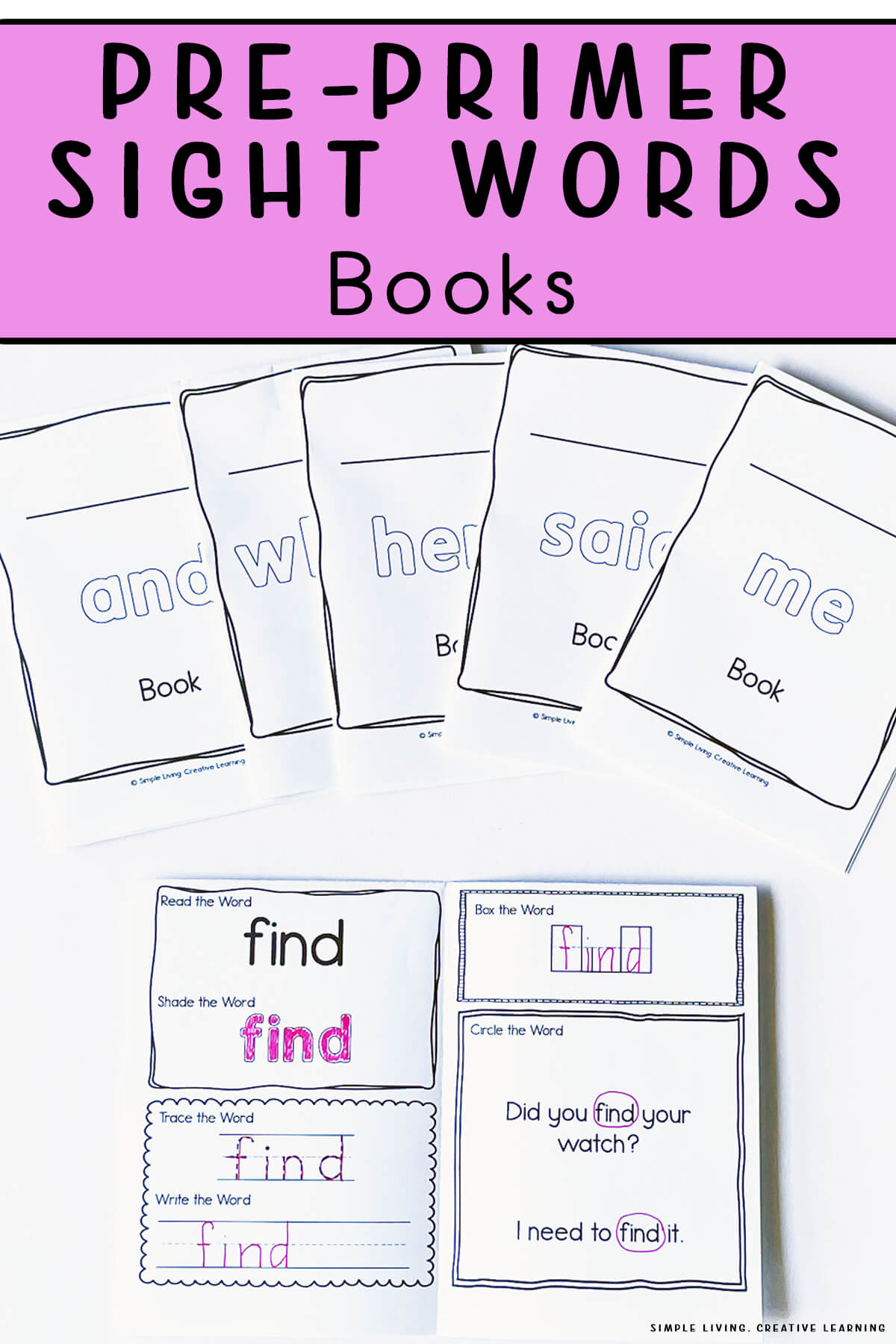 Pre Primer Sight Words Books Simple Living Creative Learning Pre Primer Sight Words Books Simple Living Creative Learning