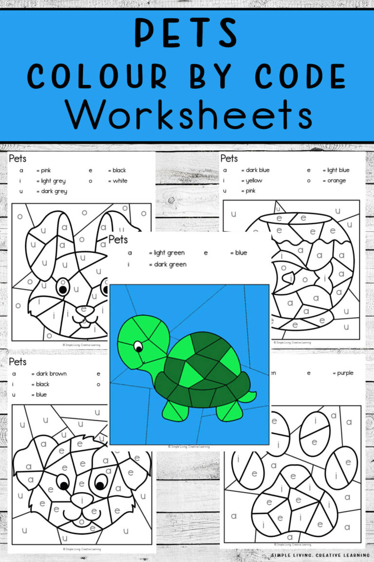 Pet Shop Colour By Code Worksheets - Simple Living. Creative Learning