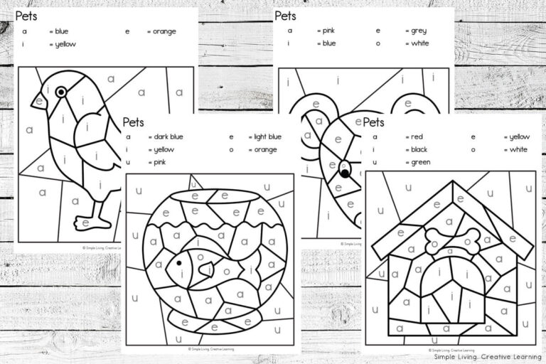 Pet Shop Colour By Code Worksheets - Simple Living. Creative Learning