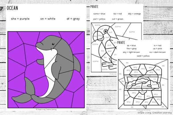 Pirates and Ocean Colour by Code Worksheets - Simple Living. Creative ...