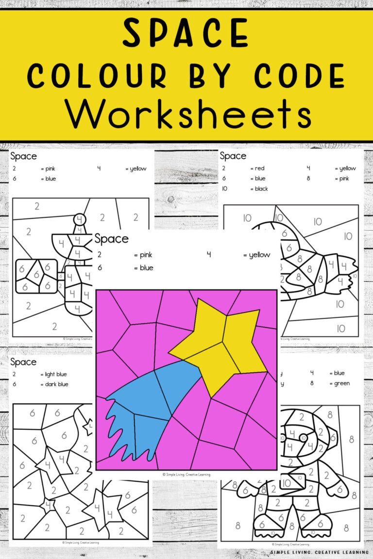 Space Colour By Code Worksheets - Simple Living. Creative Learning