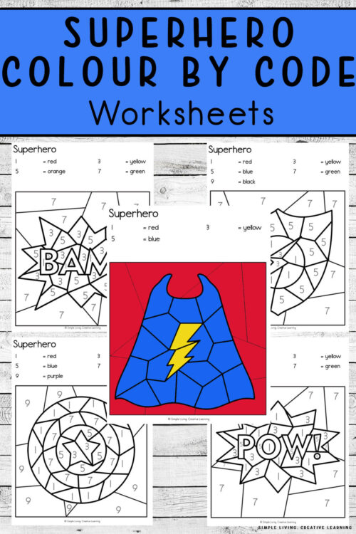 Superhero Colour By Code Worksheets - Simple Living. Creative Learning