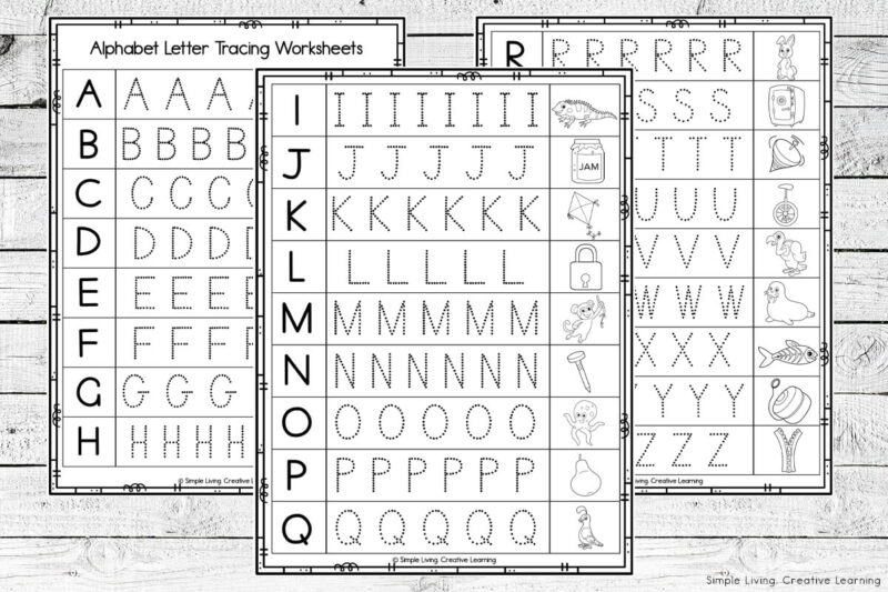 Alphabet Letter Tracing Worksheets - Simple Living. Creative Learning