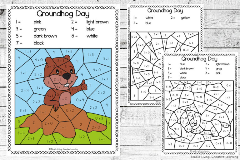 Groundhog Day Colour By Code Worksheets - Simple Living. Creative Learning