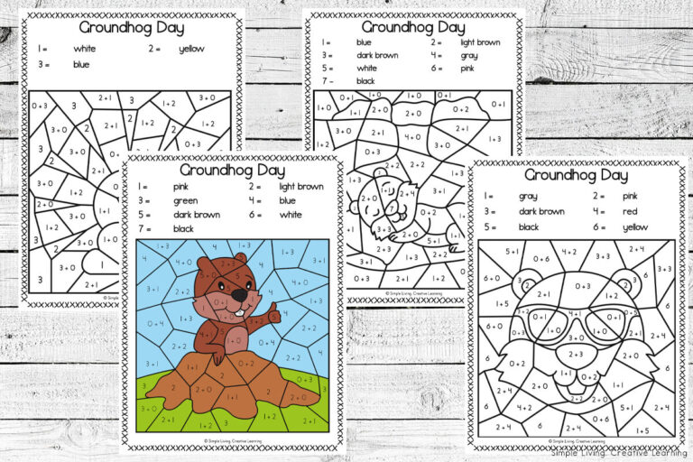 Groundhog Day Colour By Code Worksheets - Simple Living. Creative Learning